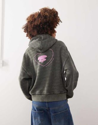 Aape By A Bathing Ape Kapuzenpullover in Dunkelgrau mit Logo-Print auf der Rückseite
