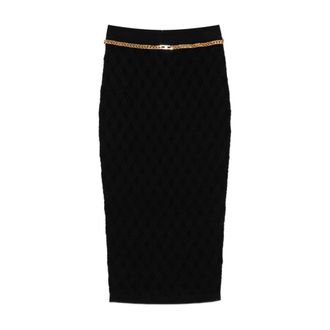 Elisabetta Franchi Rock in Strick mit Diamanten und Schmuckdetails - - Skirts - Damen - Schwarzk - 2XS