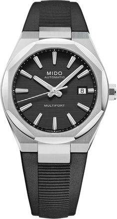 Mido Multifort 8 One Crown, Schwarz, Kautschukband, Achteckige L&uuml;nette Herrenuhr M055.507.17.051.00
