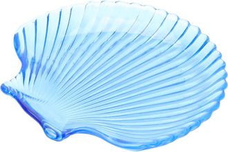 OSALADI Glaskristall Obstteller Jakobsmuschel Design Dekorativer Dessert und Snack Teller aus Blauem Glas Vielseitig f&uuml;r Partys und Tischdekoration