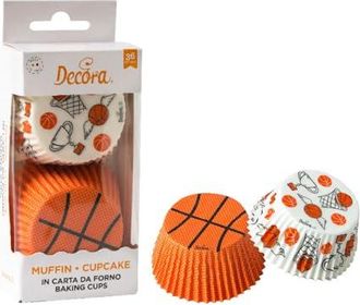 Decora 0339866 Basketballförmchen, 50 x 32 mm, zum Backen, Präsentieren und Verschenken von Muffins und Süßigkeiten, hitzebeständig bis 180 °C, in praktische