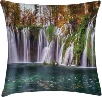 Abakuhaus Kroatien Kissenbezug, Europa Natur-Foto-Seen, Dekorativer Kopfkissenhülle mit Beidseitiger Druck, 40 x 40 cm, Mehrfarbig