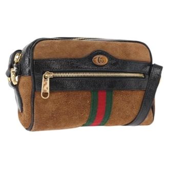 Gucci Sac bandouli&egrave;re en daim Pre-owned - Femme - Pre-owned - Brun - Taille: ONE Size