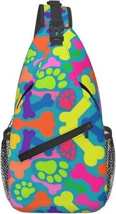 Generic L&eacute;ger Sacoche Tactique Os color&eacute;s pour chiens, patte de chien Pri Sac De Poitrine Casual Sac &agrave; Dos De Voyage pour Voyage Homme &eacute;cole