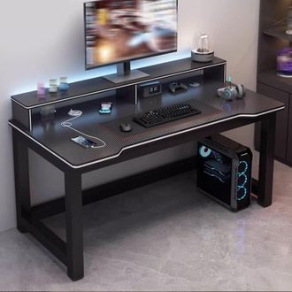 Generic Schreibtisch mit Regalen, Moderner Computertisch, Schlichter PC Gaming Tisch, Arbeitsplatz for Homeoffice und Schlafzimmer