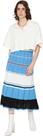 Trendyol Damen Trendyol Womens Design Midi A-line A-line Woven Skirt Rock, Blau, S EU