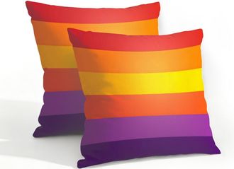 Generic Regenbogenfarbene Streifen Kissen Bezug 2Er Waschbar Zierkissenbez&uuml;ge Reissverschluss Kissenbez&uuml;ge F&uuml;r Balkon Schlafzimmer Stuhl 45X45Cm
