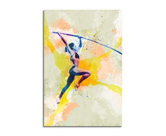 Paul Sinus Art Stabhochsprung 90x60cm Wandbild SPORTBILD Aquarell Art tolle Farben von Paul Sinus