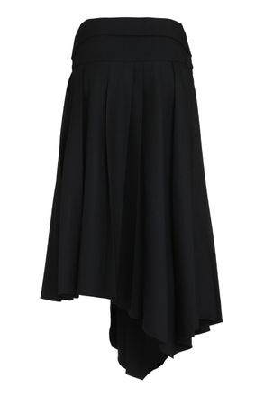 Off-white Womens Pleated Asymmetrical Wrap Skirt Black Polyester