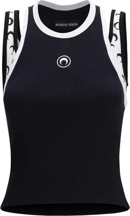 Marine Serre Embroidered Moon Logo Tank Top - Black