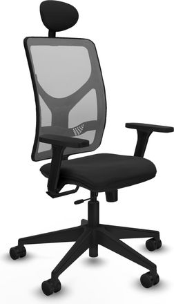 Piqueras y Crespo Bequemer Schreibtischstuhl aus Netzstoff, verstellbar, mit schwarzen Armlehnen, h&ouml;henverstellbare Lendenwirbelst&uuml;tze und festes Kopfteil, ausgestattet