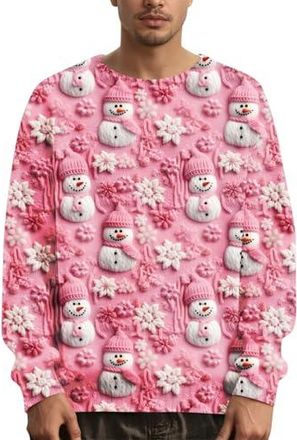 Generic Pull de No&euml;l pour homme avec joli sapin de No&euml;l imprim&eacute; - Pull &agrave; manches longues et col rond - Pull dhiver pour les vacances - Pull rouge d&eacute;coratif da