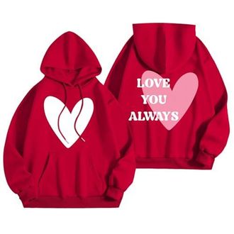 Generic Sweat &agrave; capuche &agrave; manches longues pour la Saint-Valentin 2026 pour femme (3), Rouge, XXL