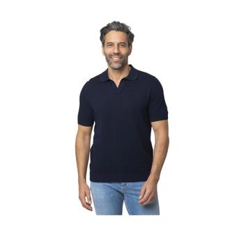 Gran Sasso Marineblaues Piqu&eacute;-Polohemd mit Skipperkragen - - Tops - Herren - Blau - XL