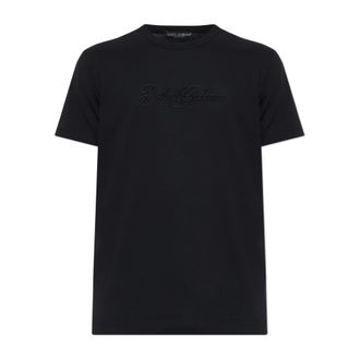 Dolce & Gabbana T-Shirt mit gesticktem Logo - - Tops - Herren - Blau - XL