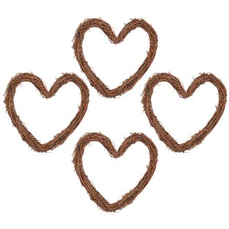 Amosfun 4 St&uuml;ck Herzf&ouml;rmiges Rattan Kranz 10cm Nat&uuml;rliches Selbstgemacht Rattan Bastelset f&uuml;r Wand und T&uuml;rdekoration H&auml;ngende Blumenkranz Rohlinge f&uuml;r Festlic