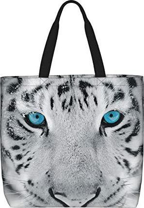 Generic Sac De Courses Tigre Noir Et Blanc Sac &Agrave; Main D&eacute;contract&eacute; Avec Poign&eacute;es Lavables Sacs En Toile, Pour Femmes, Shopping, Burea, Voyage