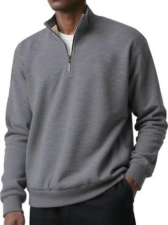 Generic Sweat-shirt léger pour homme - Automne et hiver - Doublure en polaire - Fermeture éclair - Doublure en polaire - Col montant - Couleur unie - Pour ent