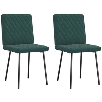 vidaXL Vidaxl - Chaises à manger lot de 2 Vert foncé Velours