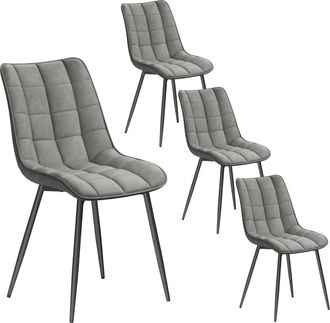Woltu Esszimmerst&uuml;hle 4er Set, f&uuml;r Wohnzimmer K&uuml;che Esszimmer, K&uuml;chenst&uuml;hle gepolstert mit R&uuml;ckenlehne, Sitzfl&auml;che aus Kunstleder, mit Metallbeinen, bis 150