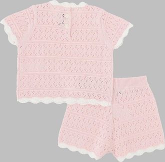 Tartine Et Chocolat Crochet Knit Top and Shorts Set - Pink