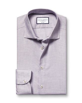 CHARLES TYRWHITT B&uuml;gelfreies strukturiertes Stretch-Hemd - Dunkles Violett Knopfmanschette