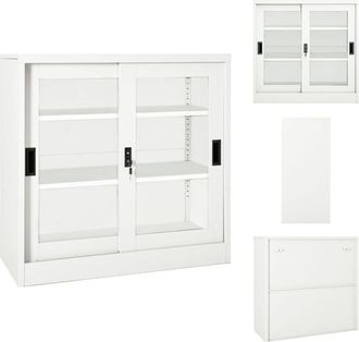 vidaXL Schrank mit Schiebet&uuml;r Wei&szlig; 90x40x90 cm Stahl - B&uuml;rostuhl - Schreibtisch - Stauraum - Regal - Metallregal