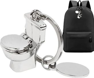 Generico Porte-cl&eacute;s WC Porte-cl&eacute;s pour WC - Pendentif sac &agrave; dos | Porte-cl&eacute;s avec pendentif de toilette Porte-cl&eacute;s en m&eacute;tal avec porte-cl&eacute;s dr&ocirc;le pour annivers