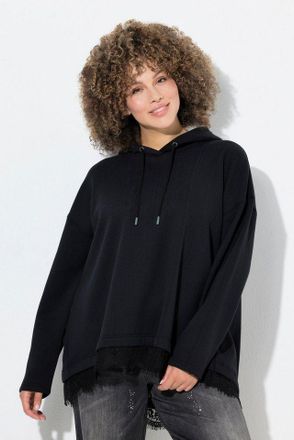 Ulla Popken Sweatshirt Hoodie Spitzensaum A-Linie Kapuze Langarm