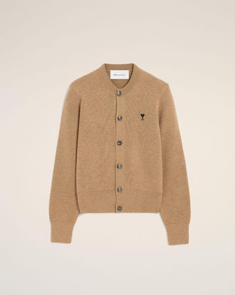 Ami Ami Paris - Cardigan beige col rond en laine Ami de Coeur Noir - Taille : XXS - pour Femme