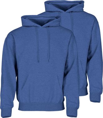 Fruit Of The Loom Doppelpack Classic Kapuzen-Sweat Herren Hoodie 2er Pack + GRATIS MyShirt Stoffbeutel, Farbe:Retro Royalblau meliert, Gr&ouml;&szlig;e:2XL