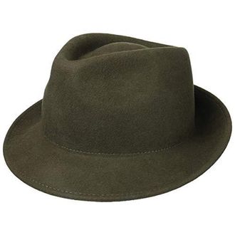 LIPODO Chapeau en Feutre Uni Trilby Femme/Homme - Made in Italy pour Homme Fedora Laine Automne-Hiver Hiver - XL (60-61 cm) Olive
