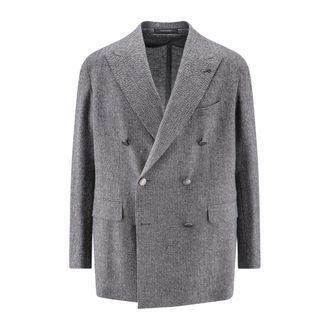 Tagliatore Herringbone Zweireiher Blazer - - Jackets - Herren - Grau - L