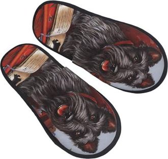 Generic Pantoufle Maison Chien Scottish Terrier Mignon Chaudes Pantoufles Doux Chaussons Maison Portative Hiver Chaussures Chaudes Pour Salon Maison H&ocirc;tels L