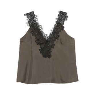 R&oacute;he Femme, Blouses et Chemises, Brun, Taille: 34 FR Lace Silk Camisole