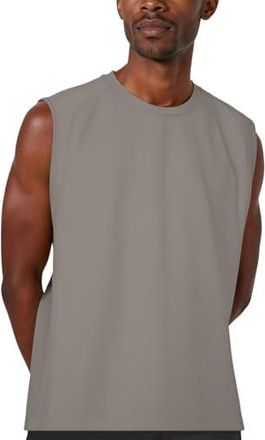 Generic DENGJIAMY D&eacute;bardeurs d&eacute;t&eacute; solides &agrave; col rond pour homme - T-shirt classique basique uni sans manches - T-shirts d&eacute;contract&eacute;s tendance pour homme, gris