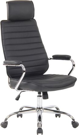 Clp B&uuml;rostuhl Rako Echtleder I Chefsessel Mit Stufenloser Sitzh&ouml;henverstellung I B&uuml;rosessel Mit Leichtlaufrollen, Farbe:schwarz