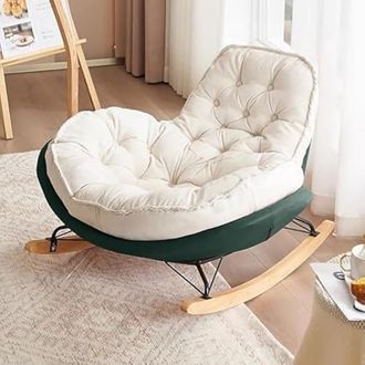 Generic Chaise à bascule moderne en velours avec dossier haut pour lintérieur et lextérieur, chaise de détente confortable pour adultes, parfaite pour la cham