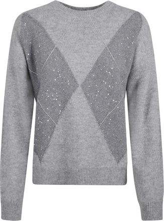 PESERICO Femme, Pulls, Gris, Taille: 38 FR Tricot à col rond