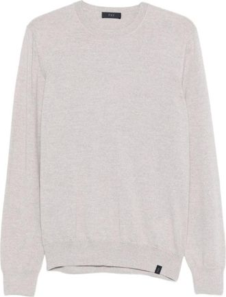 Fay Homme, Pulls, Gris, Taille: L Pull Gris en Laine Col Côtelé