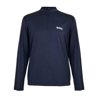 HUGO BOSS Oberteil f&uuml;r Herren, mit kurzem Rei&szlig;verschluss, Hochleistungsmaterial, Lang&auml;rmlig (Marine)