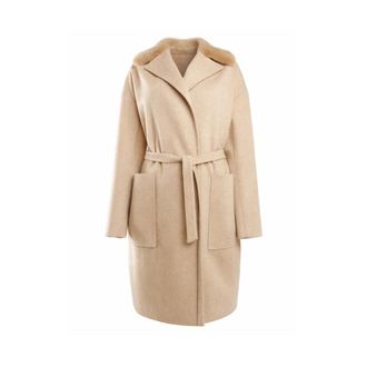 Loro Piana Femme, Manteaux, Beige, Taille: 44 FR Manteau Long en Tissu