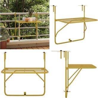 vidaXL Balkontisch Golden 60x40 cm Stahl - Balcontisch - Gartenm&ouml;bel - Stahltisch - Klappbarer Tisch - Outdoor M&ouml;bel - Home & Living