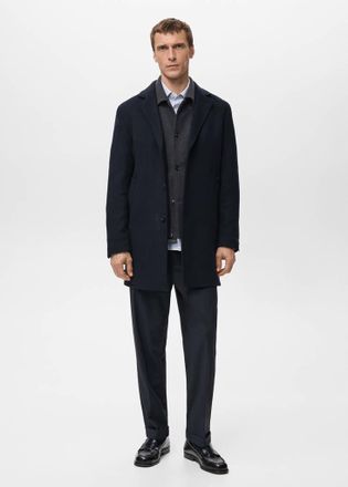 Mango Manteau l&eacute;ger laine recycl&eacute;e bleu marine - Homme - XXL - MANGO MAN