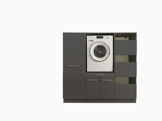 Laundreezy Waschmaschinenschrank, W&auml;scheschrank und Mehrzweckschrank, Anthrazit - Waschmaschinen-&Uuml;berbauschrank T&Uuml;V-Zertifiziert mit viel Stauraum - 167,5 x 162 