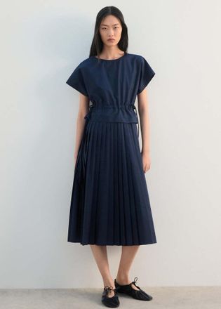 Mango Ausgestelltes Pliss&eacute;e-Kleid marineblau - Damen - XS - MANGO