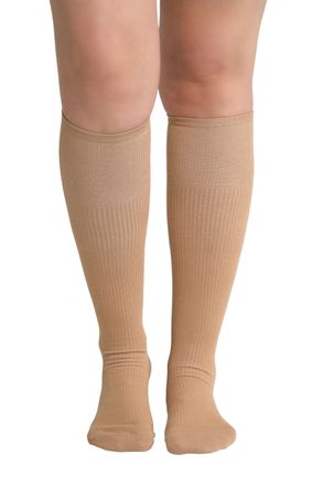 Ulla Popken Damen gro&szlig;e Gr&ouml;&szlig;en &Uuml;bergr&ouml;&szlig;en Plus Size Kompressions-Kniestr&uuml;mpfe, starke St&uuml;tzklasse beige 1Size 793420300-1