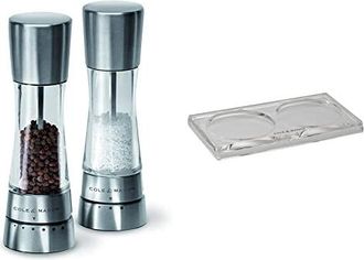 Cole & Mason Bundle aus Cole & Mason Derwent Salz- & Pfeffermühlen-Set und Cole & Mason Ramsgate Salz- und Pfeffermühlen-Tablett