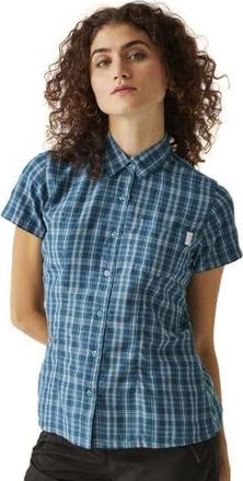 Regatta Mindano VIII Chemise à carreaux à manches courtes pour femme, Bleu Majorelle, 42