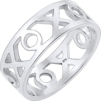 Elli Ring Damen XOXO Wording Geo Trend Blogger in 925 Sterling Silber